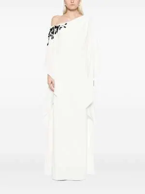 Marchesa Floral-embroidered Draped Gown