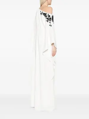 Marchesa Floral-embroidered Draped Gown