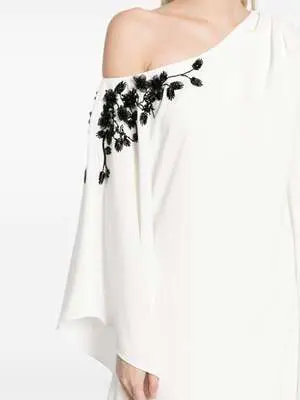 Marchesa Floral-embroidered Draped Gown