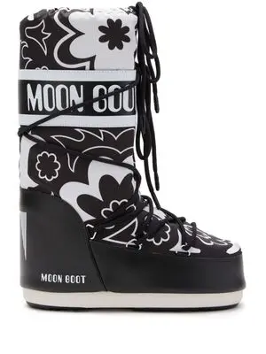 Moon Boot Icon Floral-print Boots - Black
