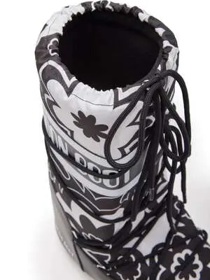 Moon Boot Icon Floral-print Boots - Black