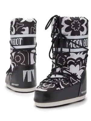 Moon Boot Icon Floral-print Boots - Black