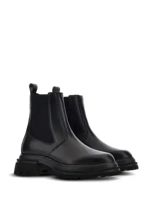 Hogan Leather Chelsea Ankle Boots - Black