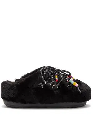 Moon Boot Faux-fur Slippers - Black