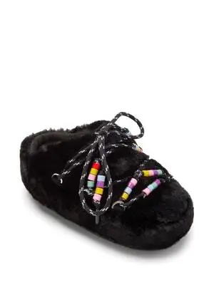 Moon Boot Faux-fur Slippers - Black