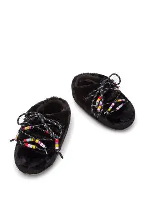 Moon Boot Faux-fur Slippers - Black