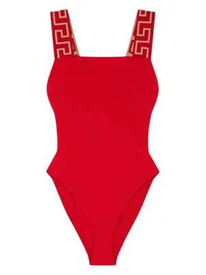 Versace Greca Border One-piece Swimsuit - Red