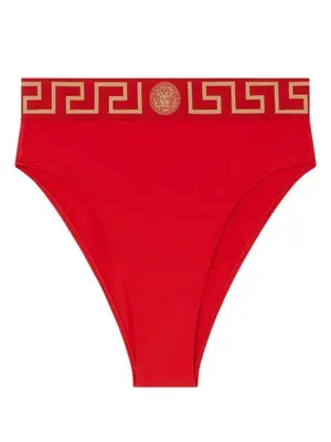 Versace Greca Border High-waist Bikini Bottom - Red