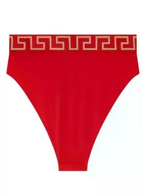 Versace Greca Border High-waist Bikini Bottoms - Red