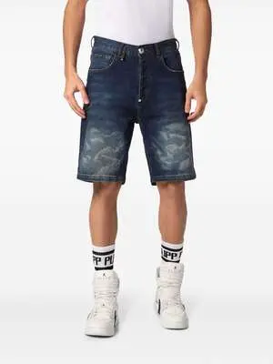 Philipp Plein Logo Denim Shorts