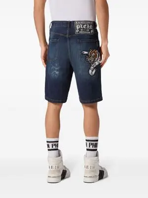 Philipp Plein Logo Denim Shorts