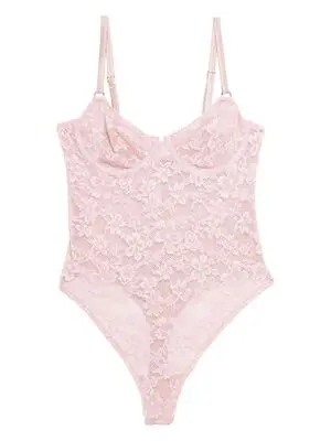 FLEUR DU MAL Le Stretch Lace Wireless Bodysuit - Pink