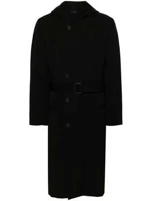 Yohji Yamamoto Wool Hooded Belted Coat