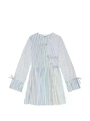 GANNI Stripe-print Mini Wrap Dress