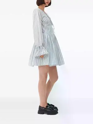 GANNI Stripe-print Mini Wrap Dress