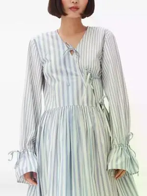 GANNI Stripe-print Mini Wrap Dress