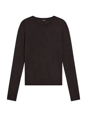 Theory Wool Crewneck Sweater Mink Melange
