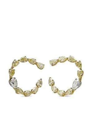 JEWELS AFICIONADO 18kt Yellow Diamond Hoop Earrings - Gold