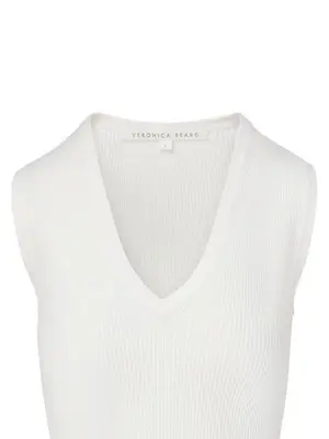 Veronica Beard Sid Ribbed Knit Top - White