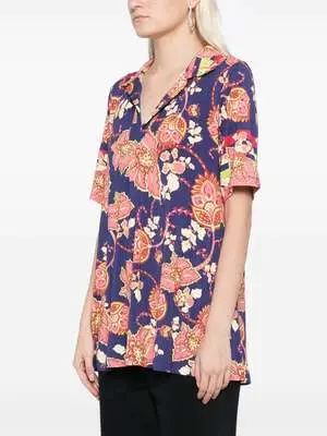 Johnny Was Montreux Floral Polo Top