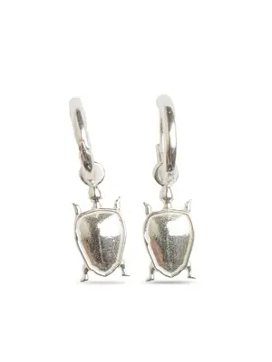 NATIA X LAKO Tiny Turtle Hoop Earrings - Silver