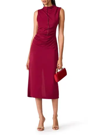 Steve Madden Funnel Neck Sleeveless Dress - Beet Red