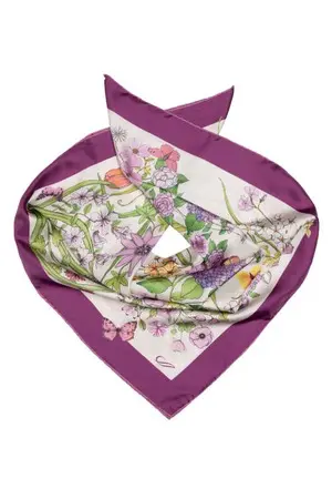ELIZABETTA Florahand Rolled Silk Foulard For Women Berry