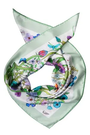 ELIZABETTA Florahand Rolled Silk Foulard For Women Mint