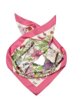 ELIZABETTA Florahand Rolled Silk Foulard For Women Pink