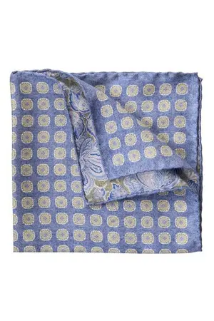 ELIZABETTA Assisidouble Sided Silk Pocket Square For - Sky Blue