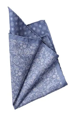 ELIZABETTA Pascaldouble Sided Silk Pocket Square For - Blue