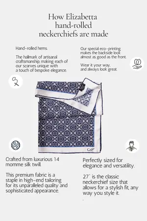 ELIZABETTA Veronahand Rolled Silk Neckerchief For - Blue