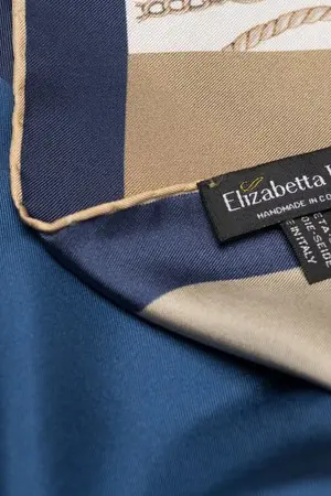 ELIZABETTA San Siro - Hand Rolled Silk Neckerchief For - Blue
