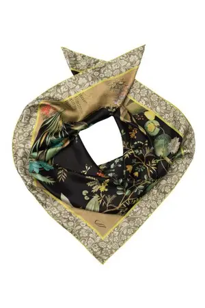ELIZABETTA Fantasiahand Rolled Silk Foulard For - Black