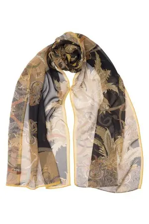 ELIZABETTA Alessandralong Sheer Silk Scarf For - Black