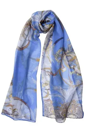 ELIZABETTA Alessandralong Sheer Silk Scarf For - Blue