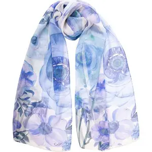ELIZABETTA Campo De' Fiorilong Sheer Silk Scarf For - Blue