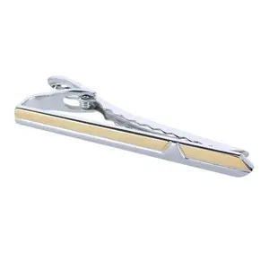Trafalgar Brushed Rhodium And Shiny Gold Tie Bar - Brushed Rhodium And Gold