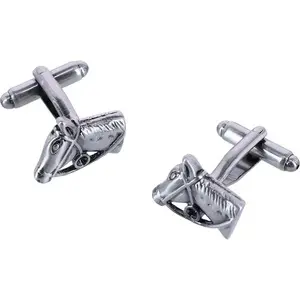 Trafalgar Off To The Races Horse Head Novelty Cufflinks - Silver