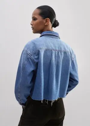 ME+EM Cut-off Denim Shirt - Mid Blue