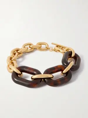 Rabanne Xl Link Oversized -tone And Tortoiseshell Necklace