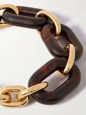 Rabanne Xl Link Oversized -tone And Tortoiseshell Necklace