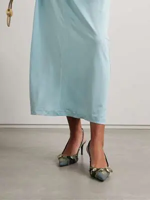 Dolce & Gabbana Embellished Denim Slingback Pumps