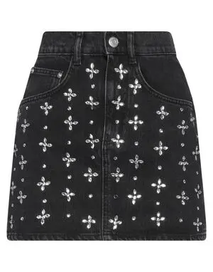 Maje Denim Pencil Skirt With Crystals