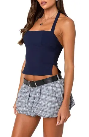 EDIKTED Dara Crop Halter Top - Navy