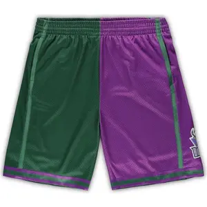 Mitchell & Ness Purple Milwaukee Bucks Big & Tall Hardwood Classics Split Swingman Shorts - Green