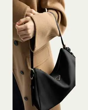 Prada Aimee Grain Leather Shoulder Bag - Nero