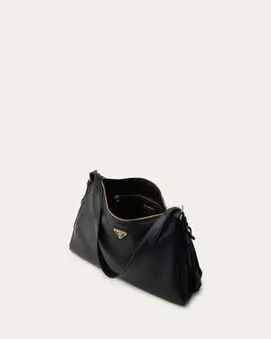 Prada Aimee Grain Leather Shoulder Bag - Nero