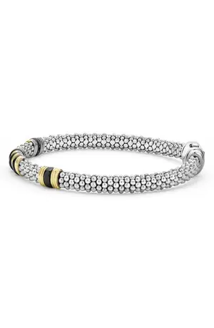 Lagos Caviar Triple Station Bracelet - Black