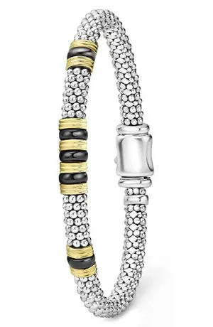Lagos Caviar Triple Station Bracelet - Black